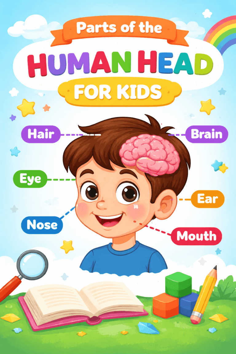 Parts Of The Human Head For Kids | Easy Learning Names & Chart